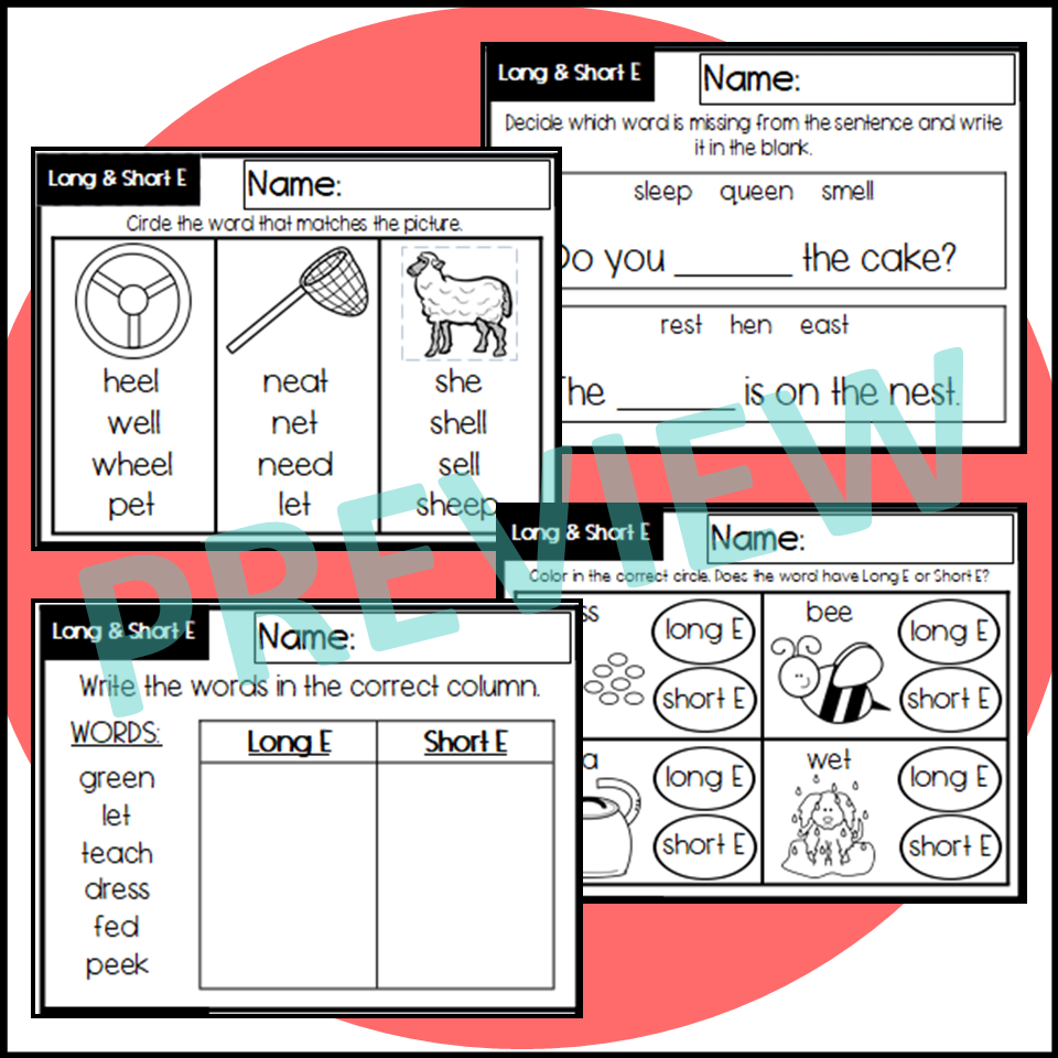 Short E and Long E Words Exit Tickets | Made By Teachers