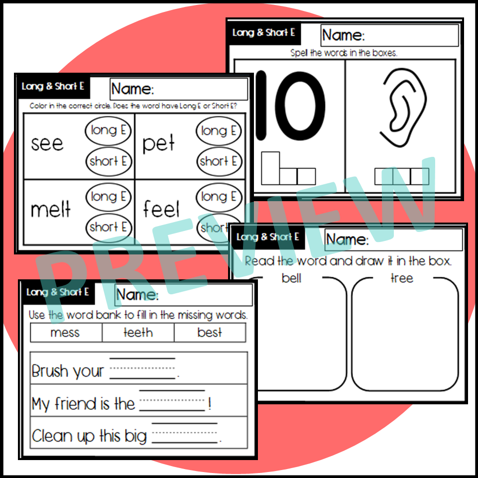 Short E and Long E Words Exit Tickets | Made By Teachers