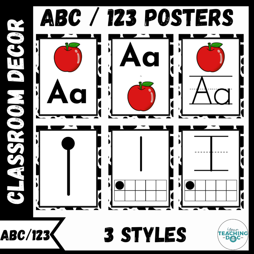 Cow Print Farm Themed Alphabet (ABC) and Number (123) Poster Cards ...