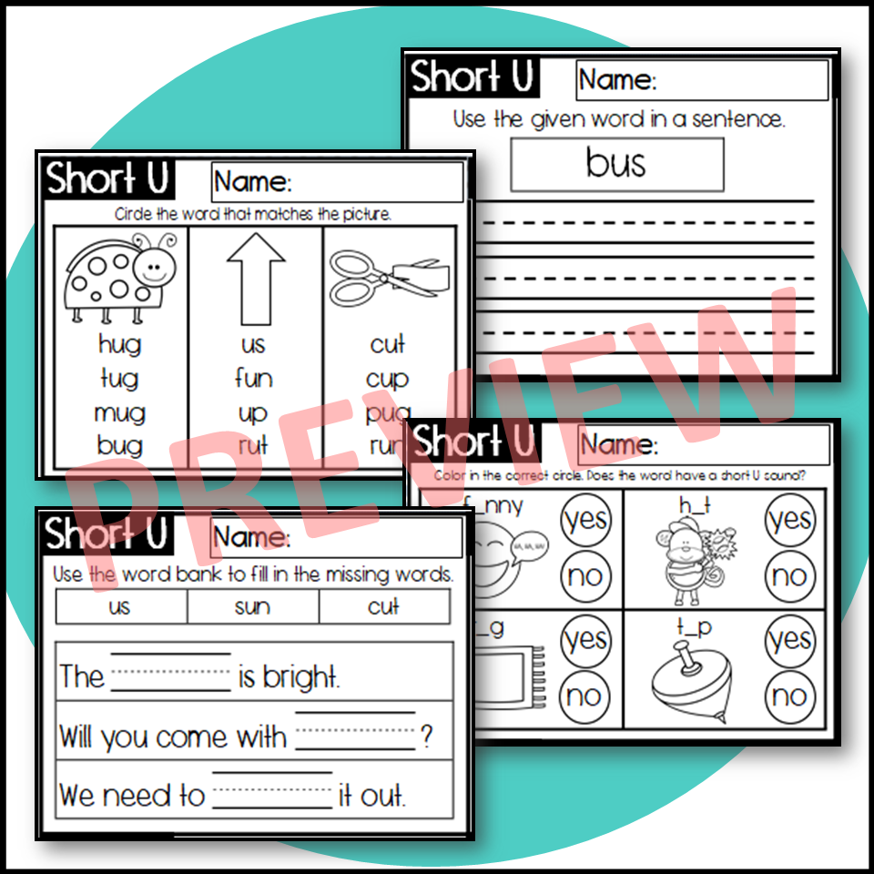 Short U Words Exit Slips | Made By Teachers