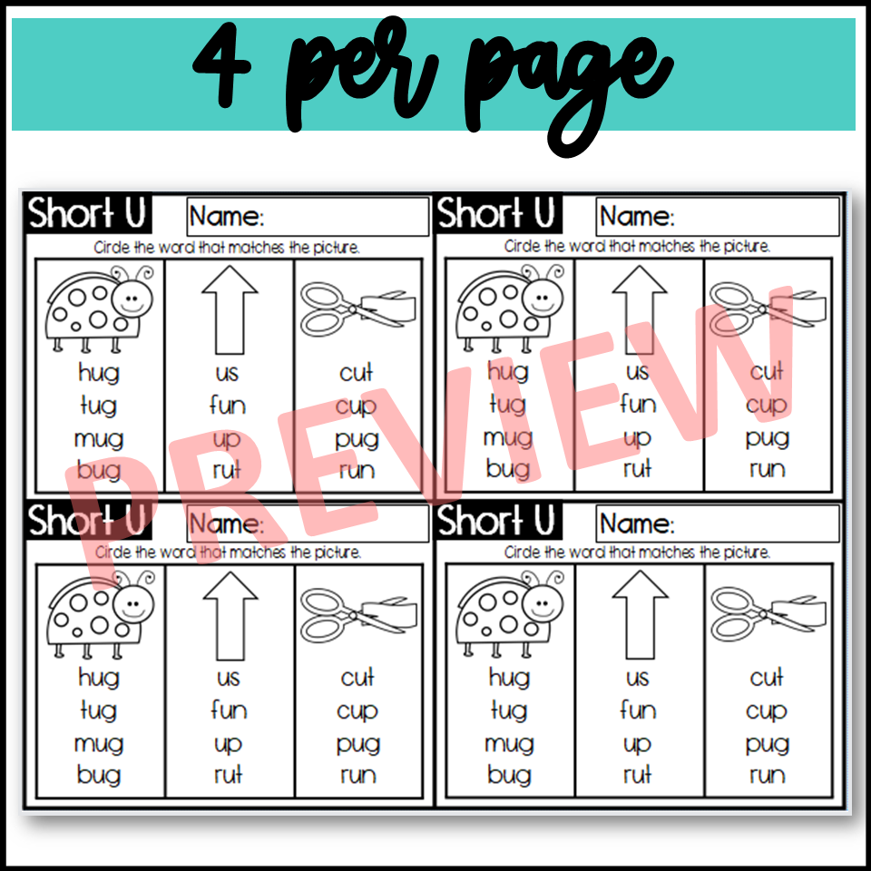 Short U Words Exit Slips | Made By Teachers