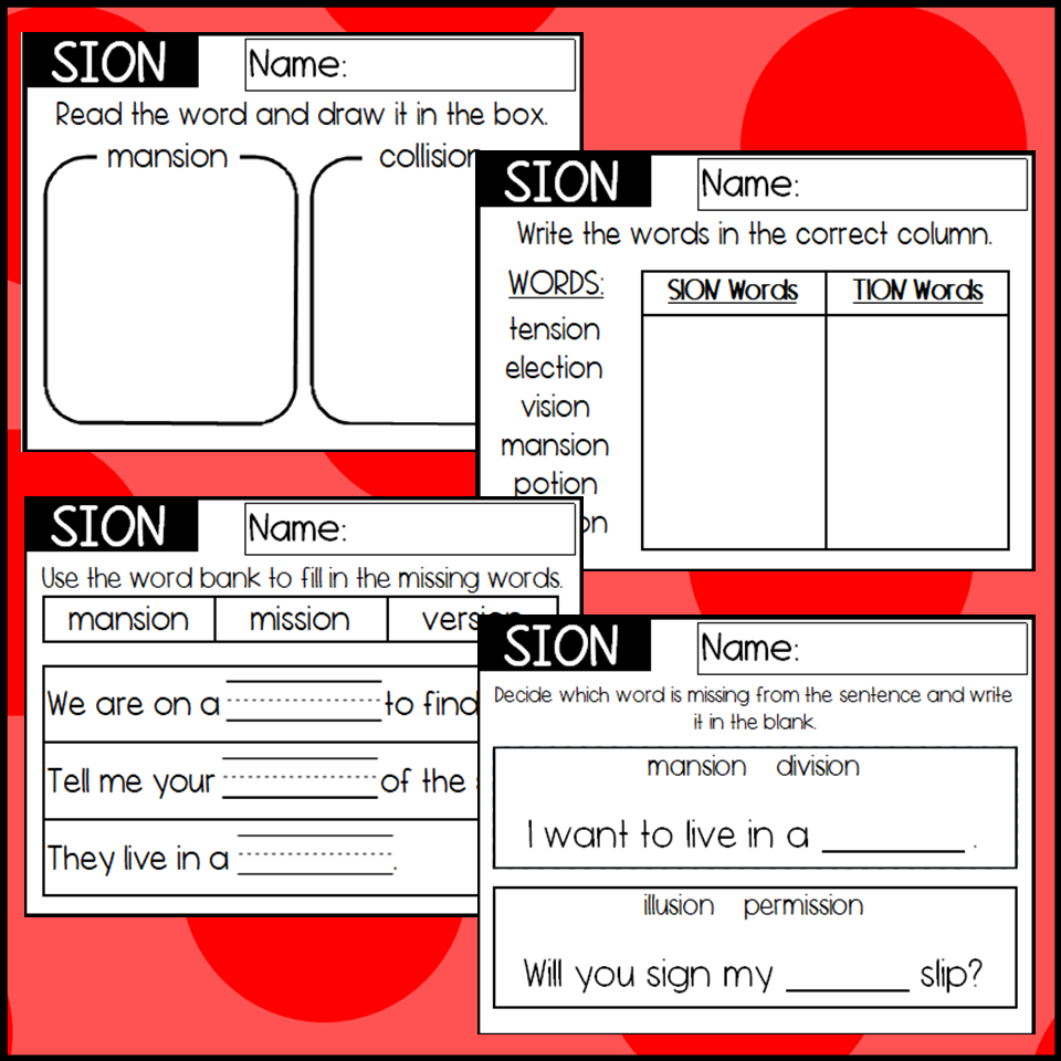 SION Words Exit Tickets | Made By Teachers