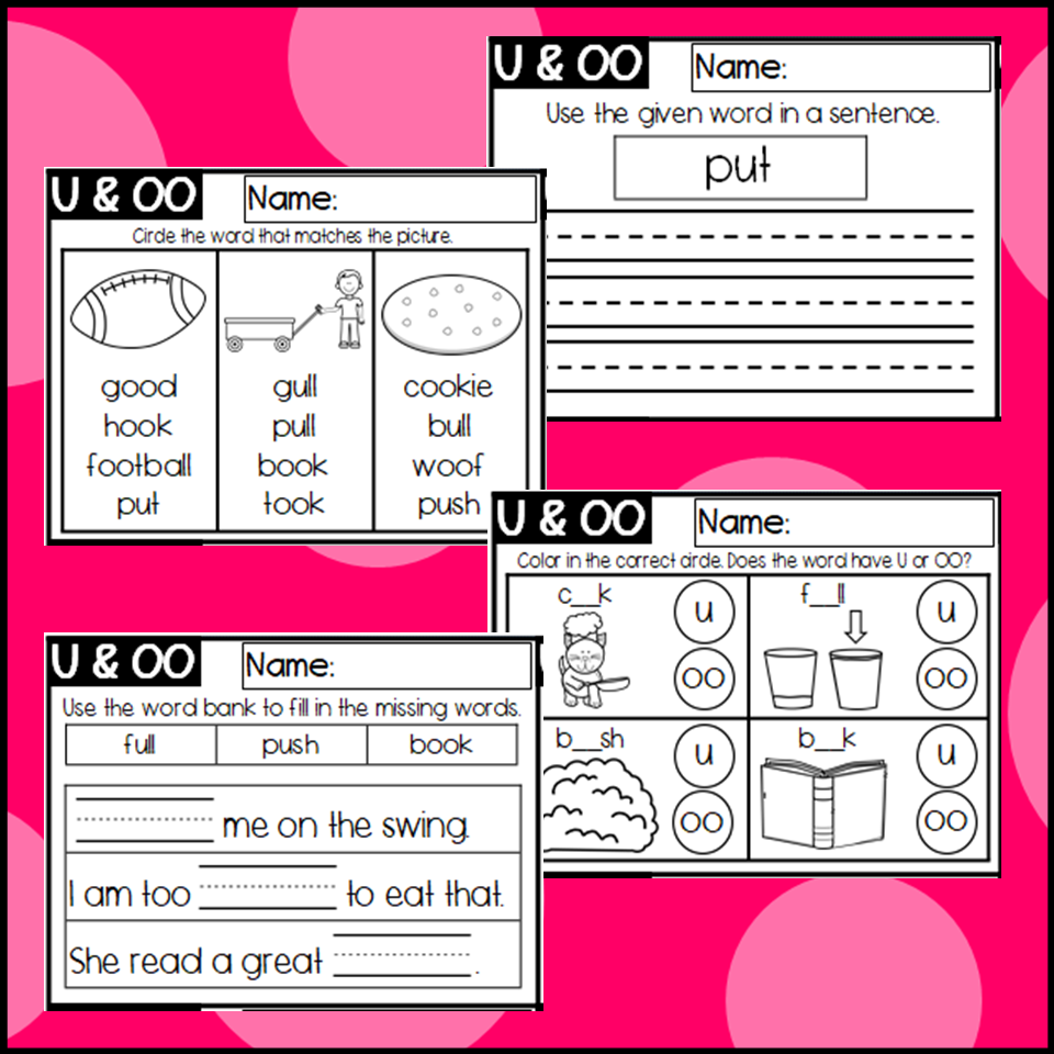 U and OO Words Exit Slips | Made By Teachers