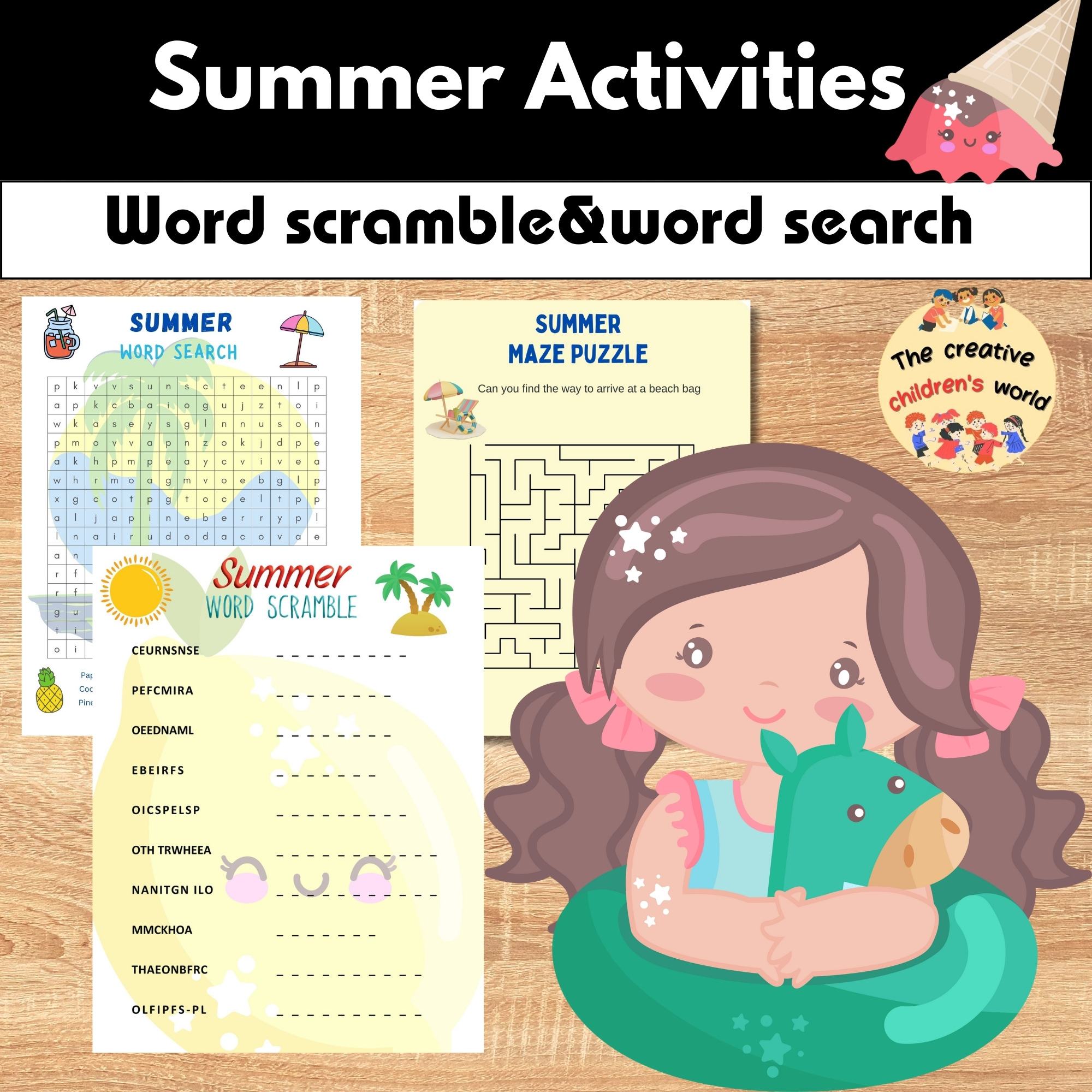 Summer word scramble|Summer word search&Maze|Free summer i spy | Made ...