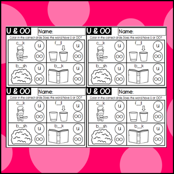 U and OO Words Exit Slips | Made By Teachers