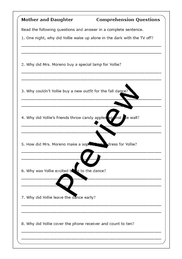 Gary Soto "Mother and Daughter" worksheets | Made By Teachers