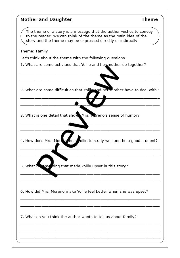 Gary Soto "Mother and Daughter" worksheets | Made By Teachers