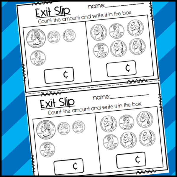 Counting Coins Exit Slips: Penny, Nickel, Dime, and Quarter | Made By ...