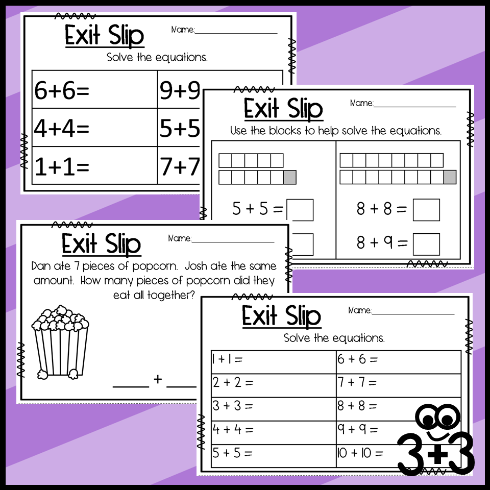 Doubles, Doubles Plus 1, and Doubles Plus 2 Exit Slips | Made By Teachers