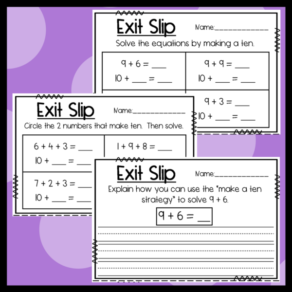 Make a Ten Strategy Exit Slips | Made By Teachers
