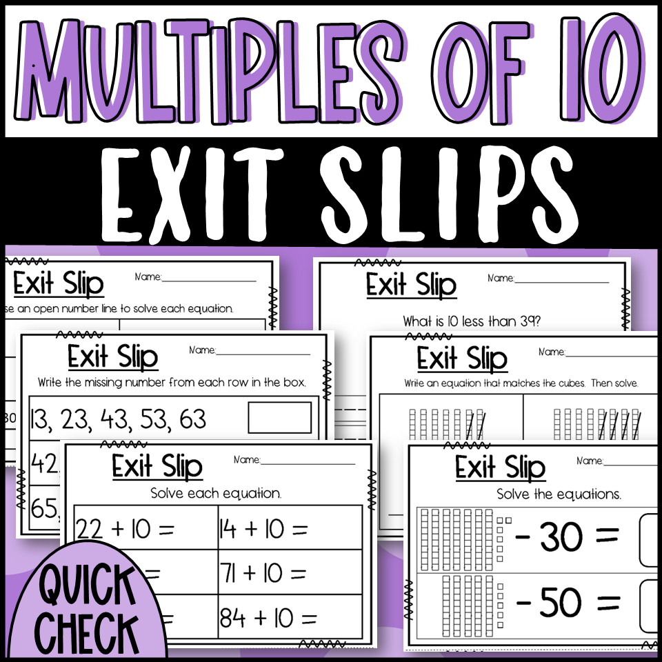 Multiples of Ten Exit Slips | Made By Teachers