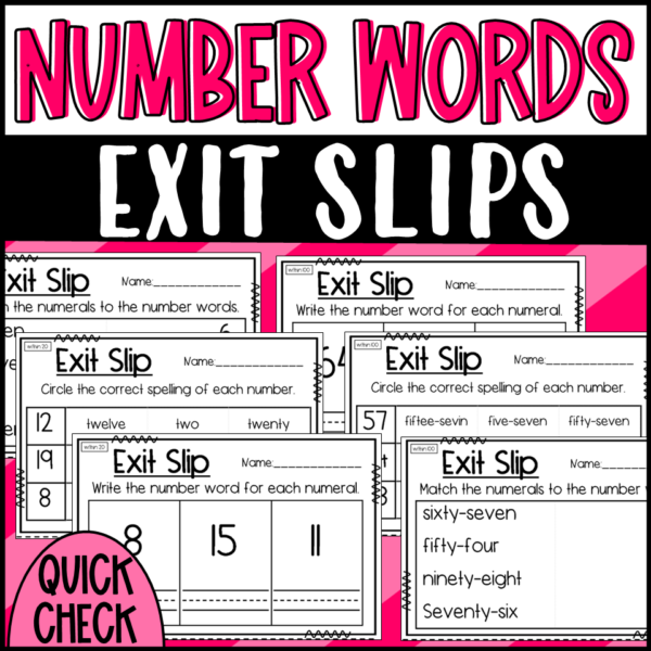 Number Words Exit Slips | Made By Teachers