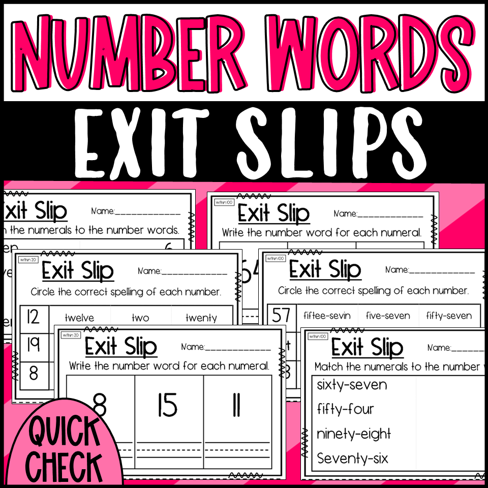 Number Words Exit Slips | Made By Teachers