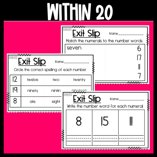 Number Words Exit Slips | Made By Teachers