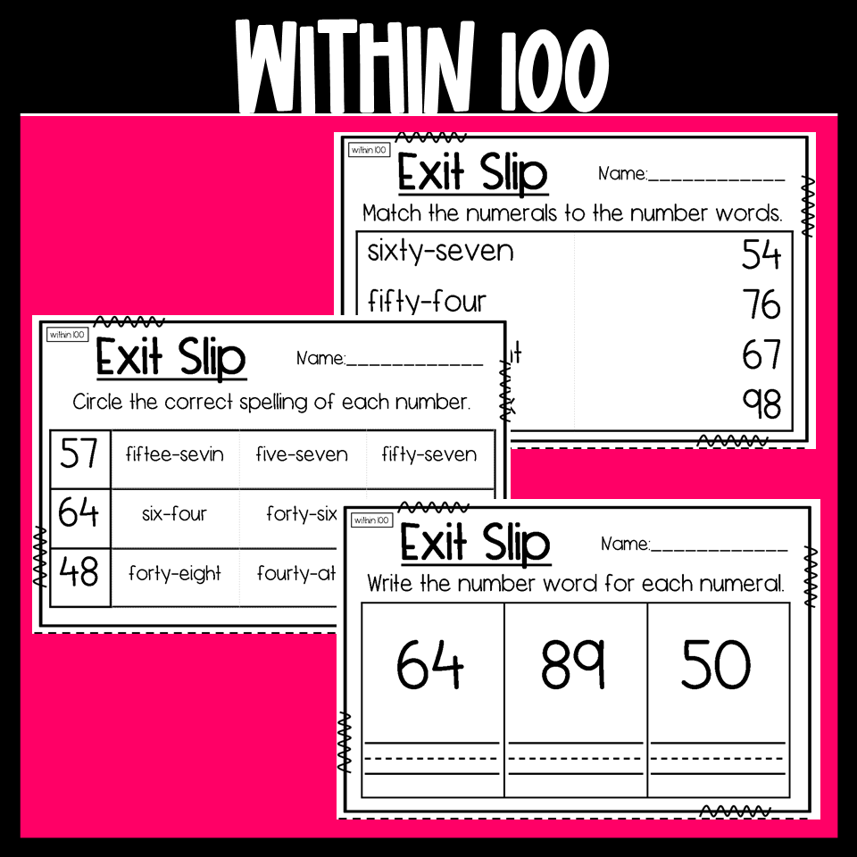 Number Words Exit Slips | Made By Teachers
