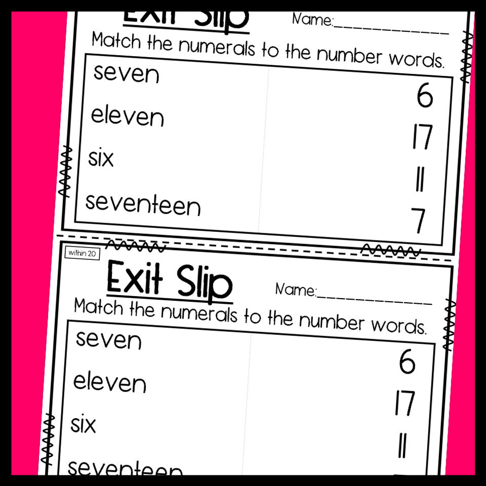 Number Words Exit Slips | Made By Teachers