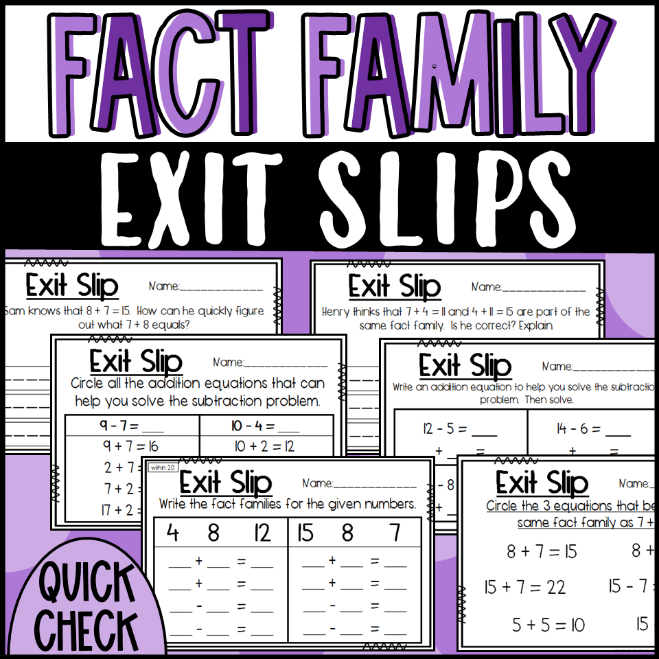 Turn Around Fact and Fact Family Exit Slips | Made By Teachers