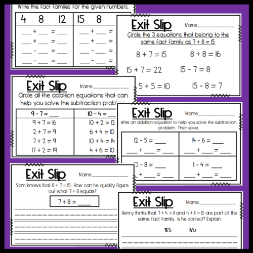 Turn Around Fact and Fact Family Exit Slips | Made By Teachers