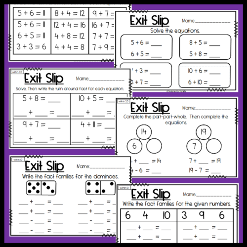 Turn Around Fact and Fact Family Exit Slips | Made By Teachers