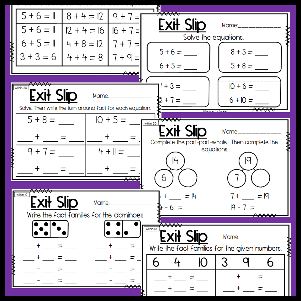 Turn Around Fact and Fact Family Exit Slips | Made By Teachers
