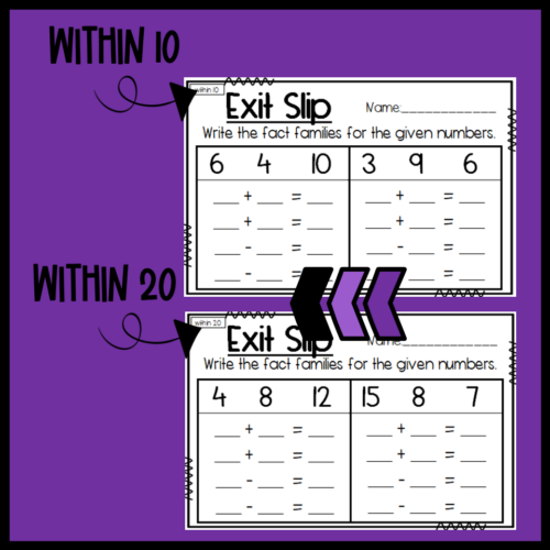 Turn Around Fact and Fact Family Exit Slips | Made By Teachers