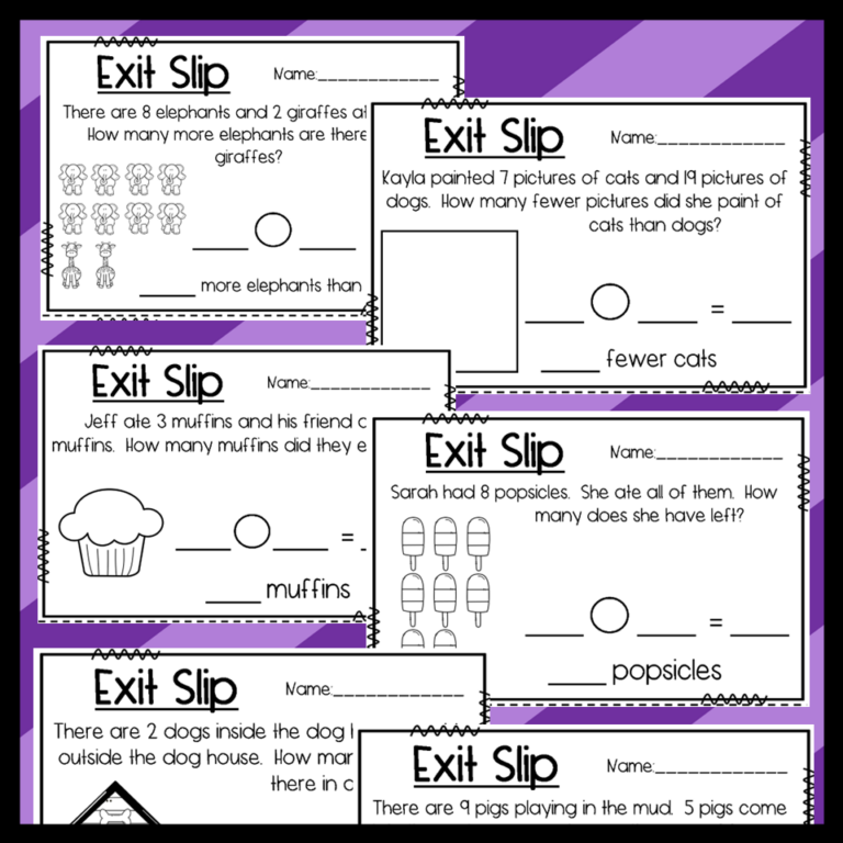 Word Problems Exit Slips - Made By Teachers