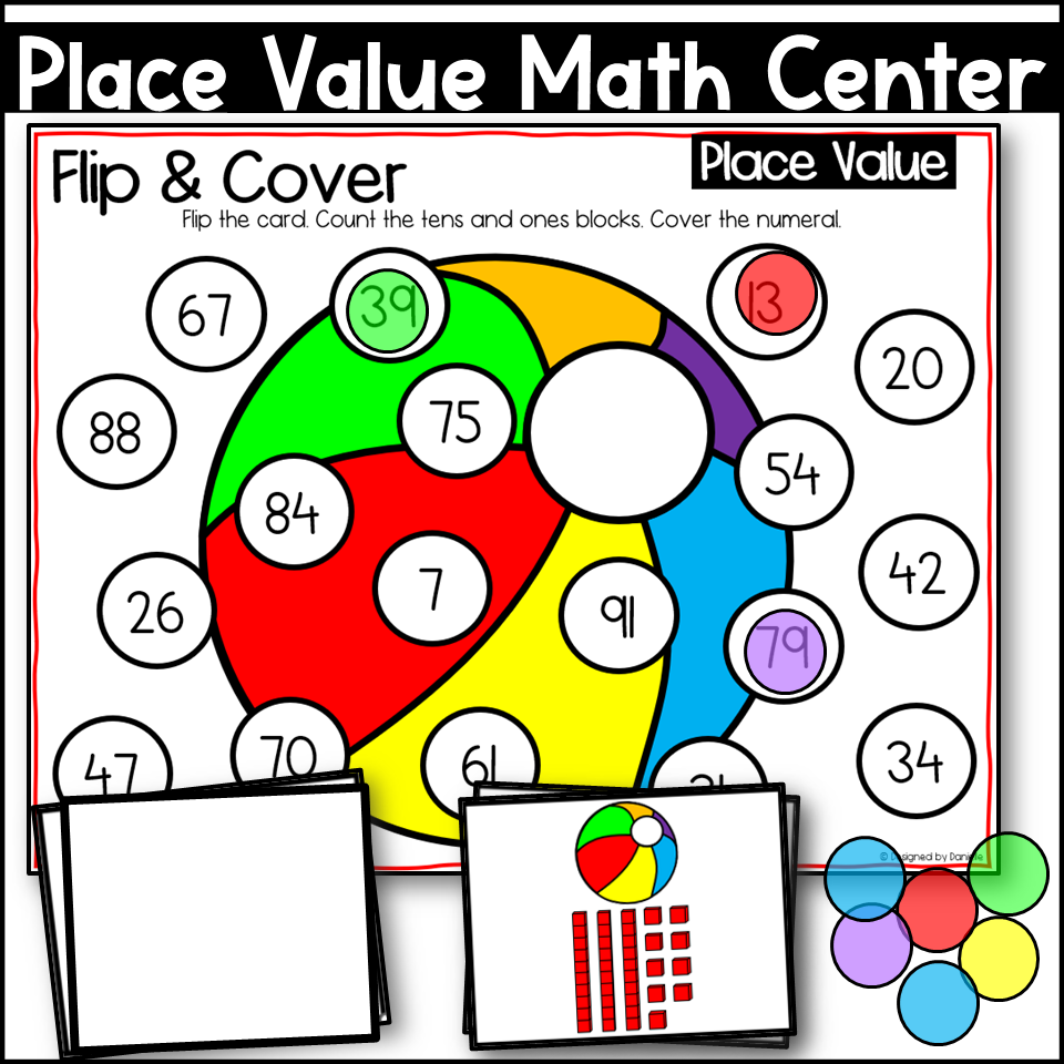 Beach Place Value Math Mats Flip and Cover | Made By Teachers