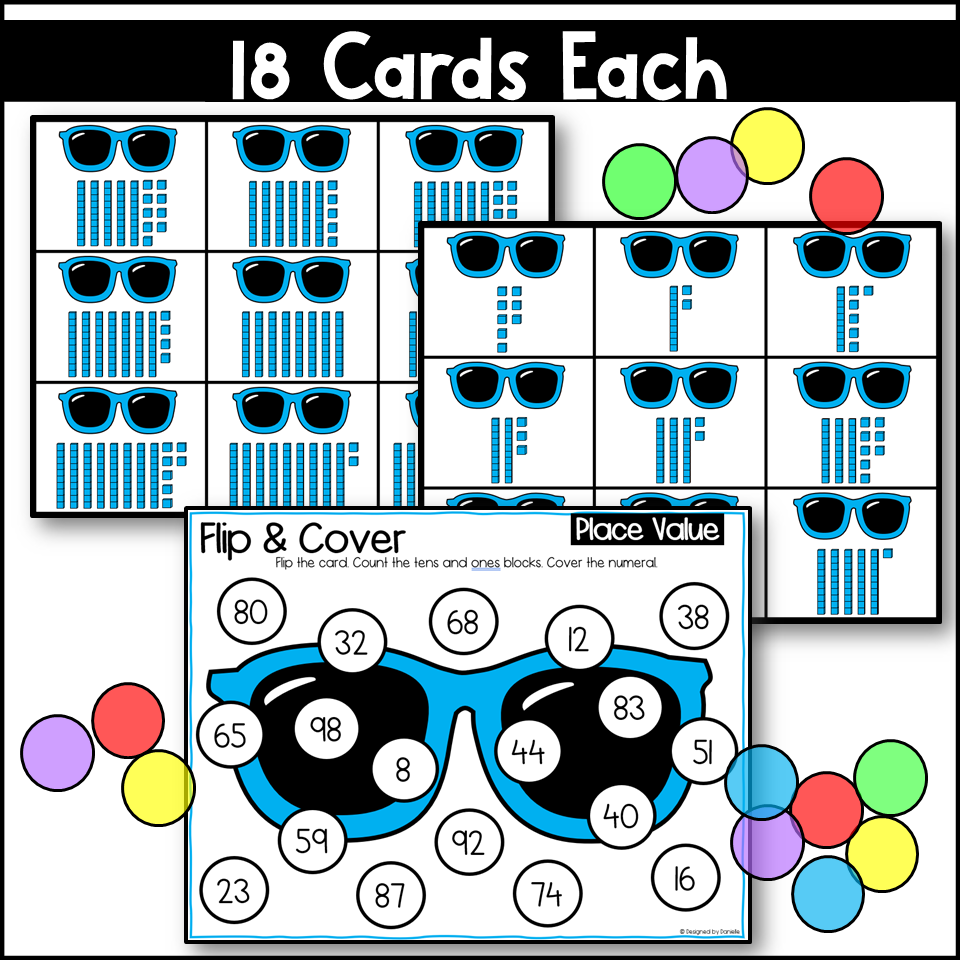 Beach Place Value Math Mats Flip and Cover | Made By Teachers