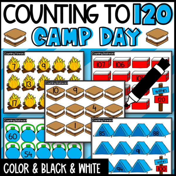 Camping Counting to 120 Activity Math Mats Count Forward and Backward ...