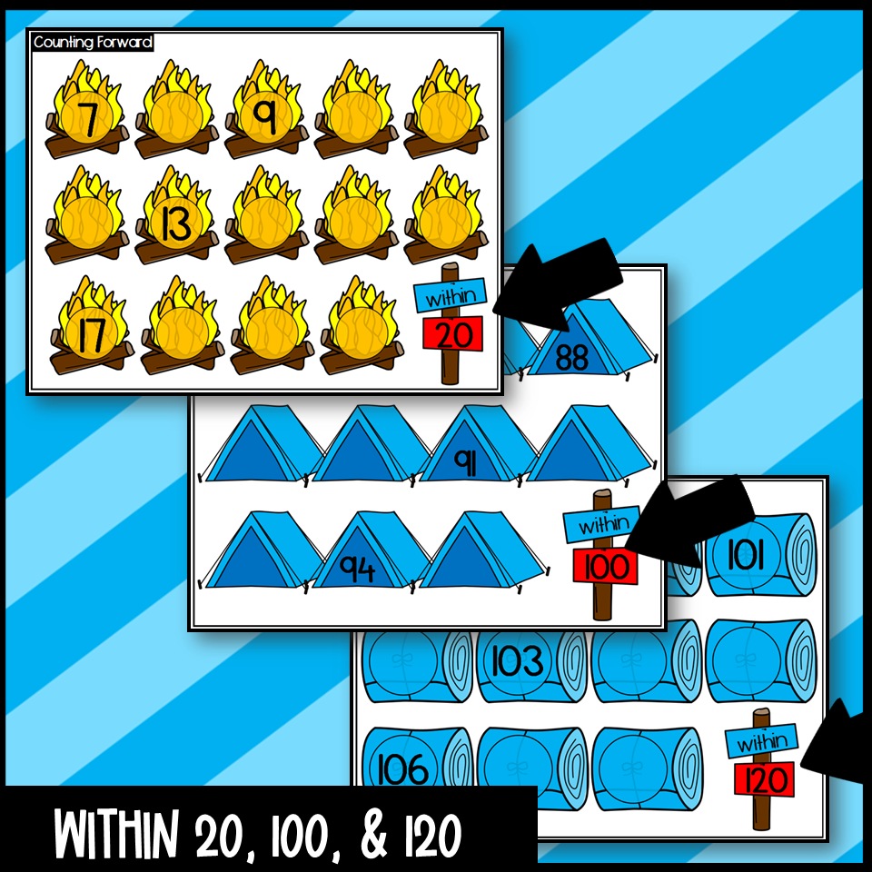 Camping Counting to 120 Activity Math Mats Count Forward and Backward ...