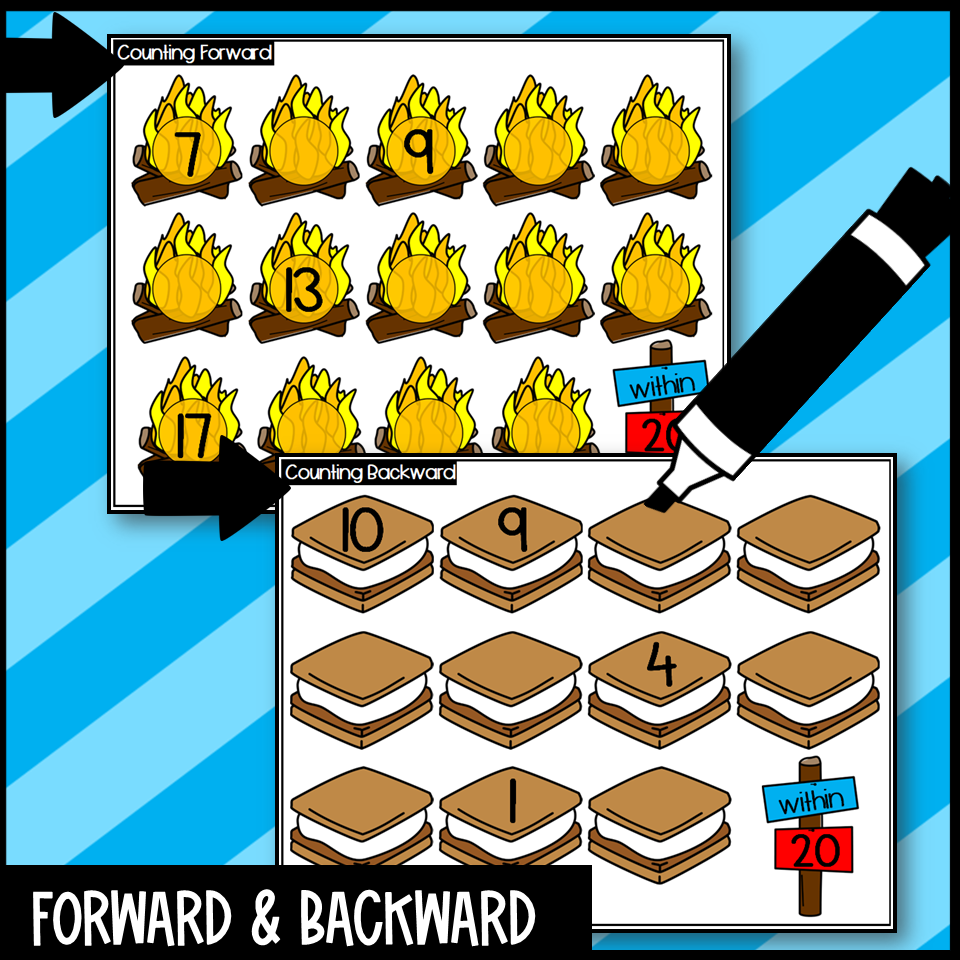 Camping Counting to 120 Activity Math Mats Count Forward and Backward ...