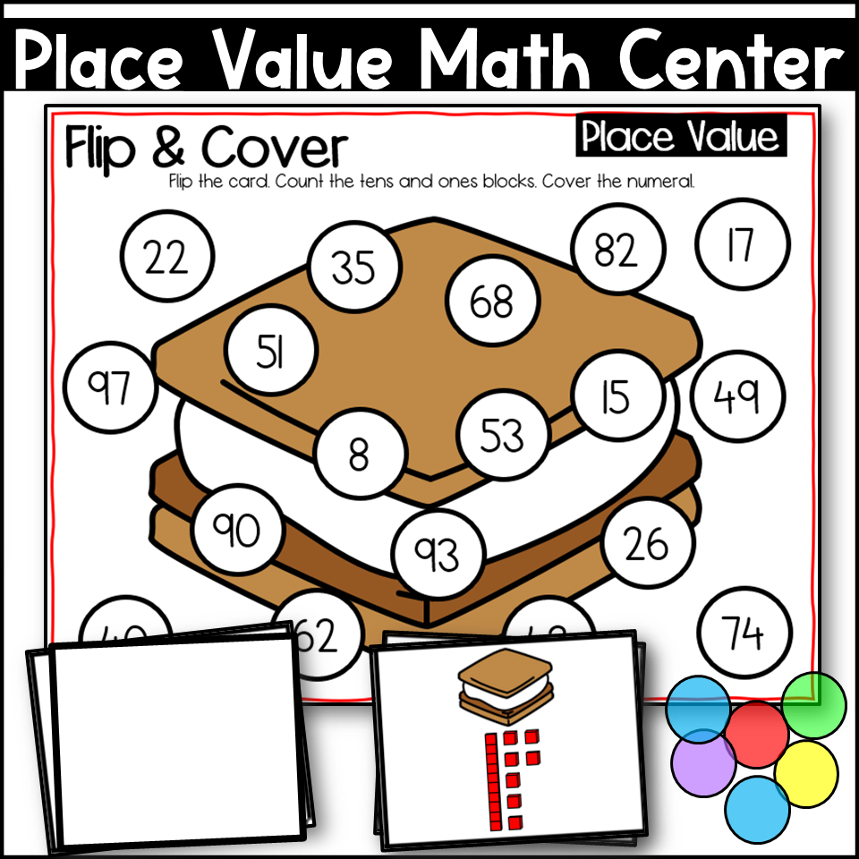 Camping Place Value Math Mats Flip and Cover Camp Day | Made By Teachers