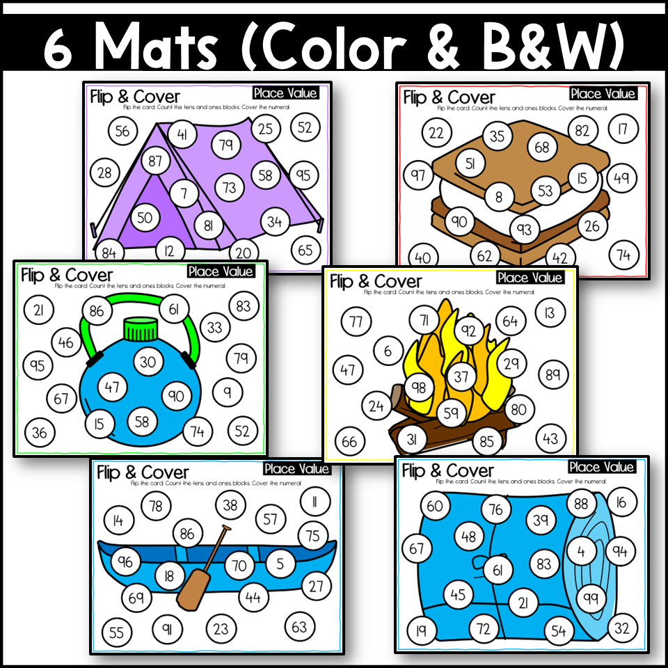 Camping Place Value Math Mats Flip and Cover Camp Day | Made By Teachers