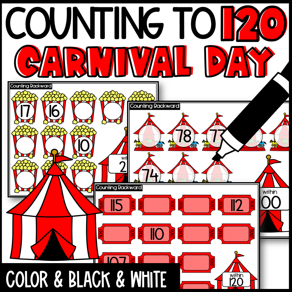Carnival Counting to 120 Math Center | Made By Teachers
