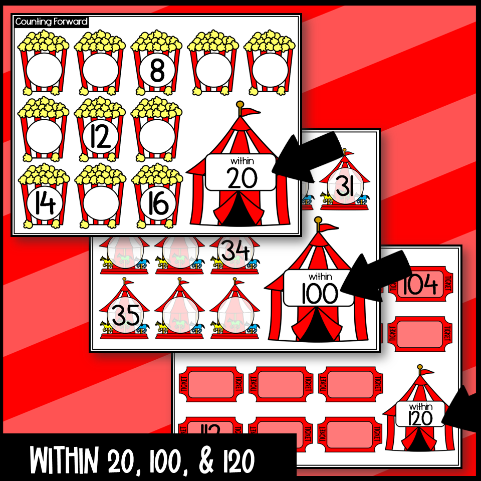 Carnival Counting to 120 Math Center | Made By Teachers