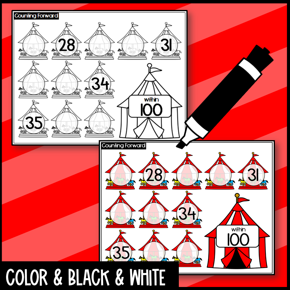 Carnival Counting to 120 Math Center | Made By Teachers