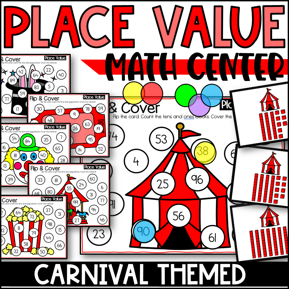 Carnival Place Value Math Mats Flip and Cover | Made By Teachers
