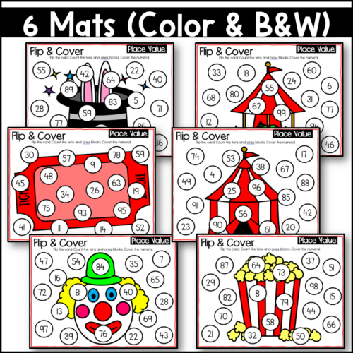 Carnival Place Value Math Mats Flip and Cover | Made By Teachers