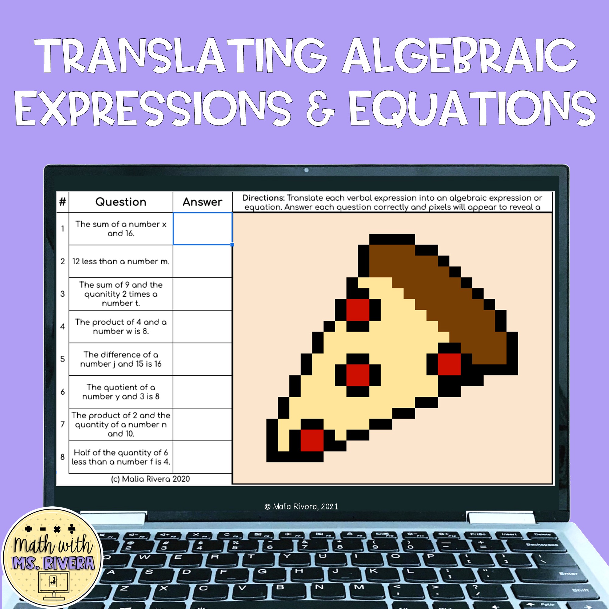 Factoring Trinomials when A = 1 Pixel Art Digital Activity - Valentine ...