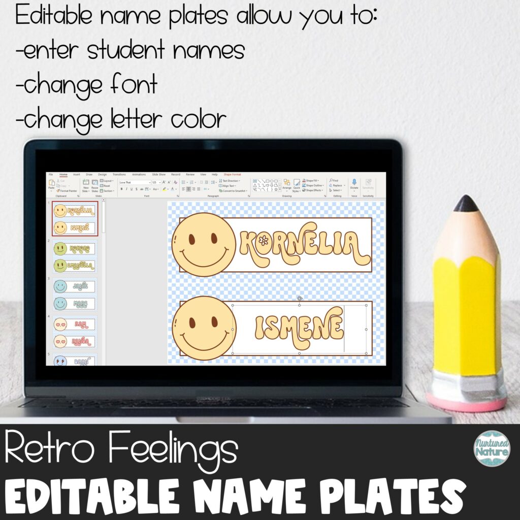 Editable Name Plates - Emotions Retro Name Tags for Desks - Made By ...