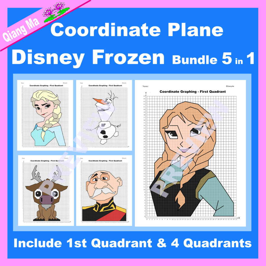 Disney Frozen Coordinate Plane Graphing Picture: Bundle 5 in 1 | Made ...