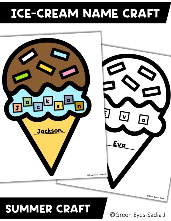 Summer Name Craft Activity and Bulletin Board | Ice Cream Craft | Made ...