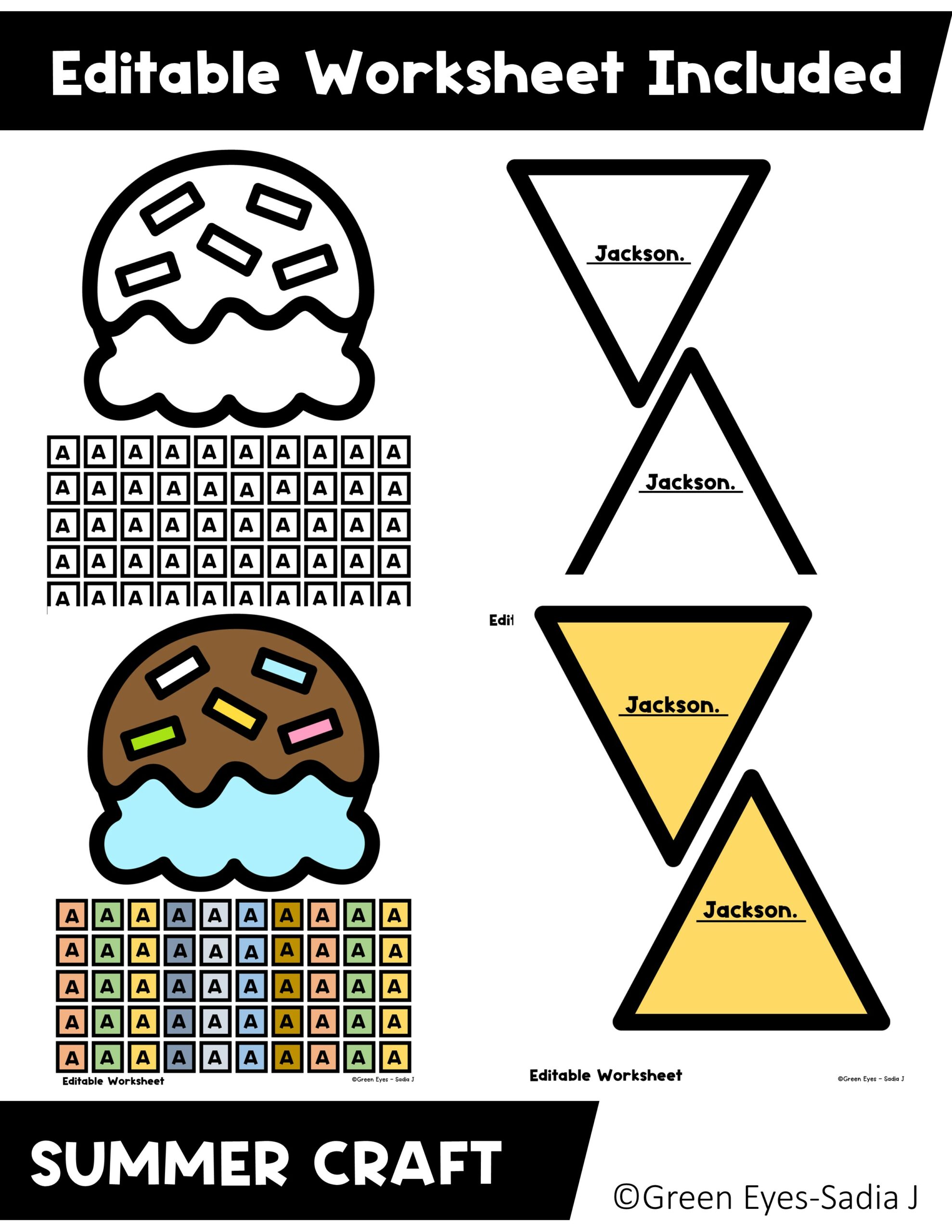 Summer Name Craft Activity and Bulletin Board | Ice Cream Craft | Made ...