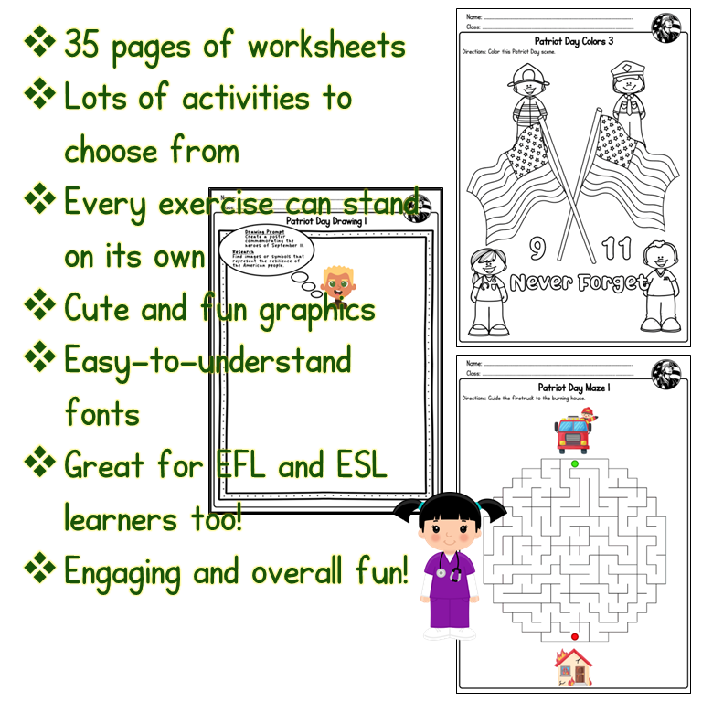 Patriot Day No-Prep ELA Worksheets | Made By Teachers