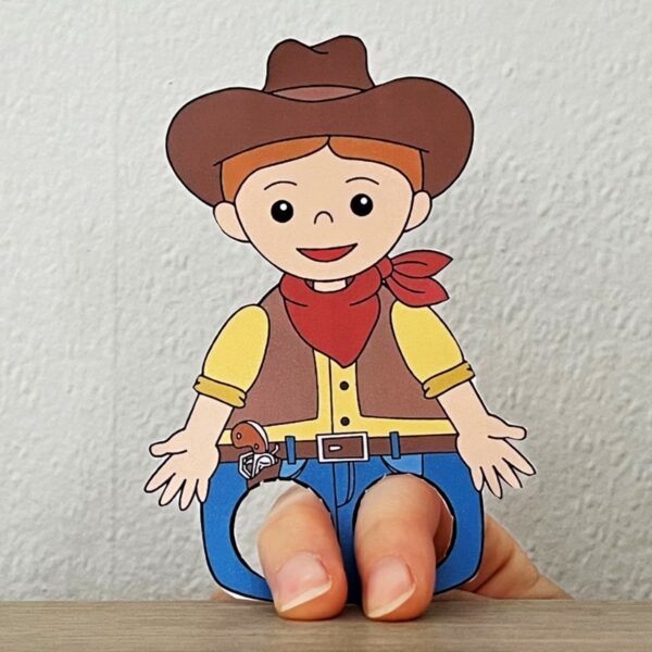 Cowboy Finger Puppet Printable Wild West Coloring Paper Craft Activity ...