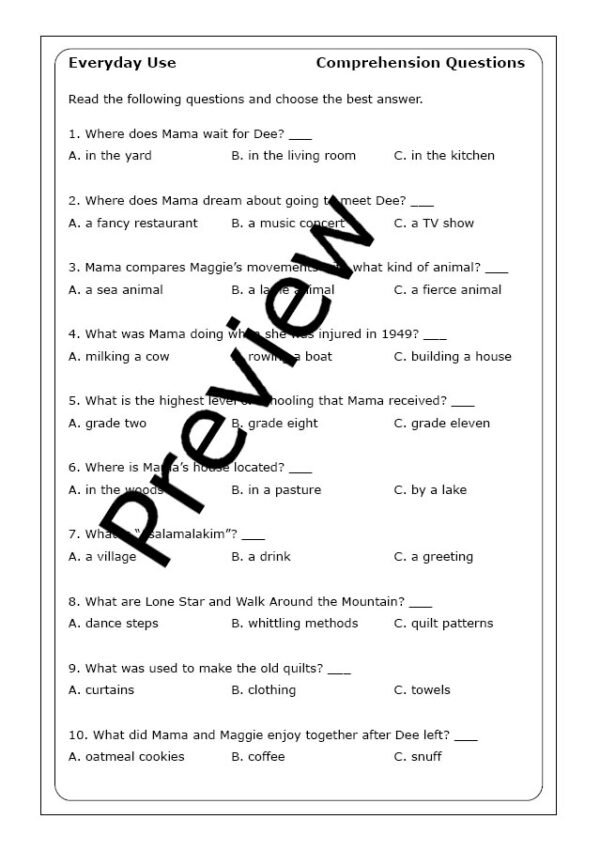 Alice Walker "Everyday Use" worksheets - Made By Teachers