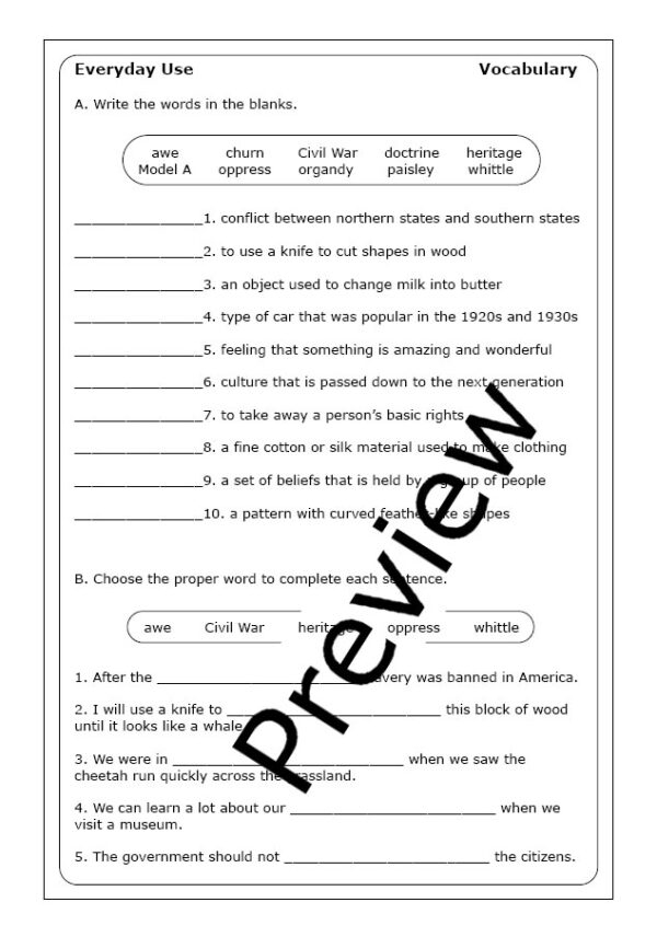 Alice Walker "Everyday Use" worksheets | Made By Teachers