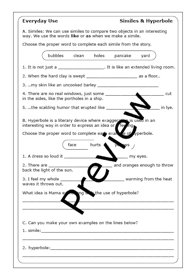 Alice Walker "Everyday Use" worksheets | Made By Teachers