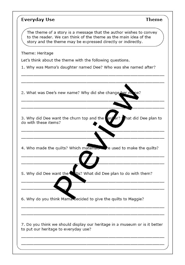 Alice Walker "Everyday Use" worksheets | Made By Teachers