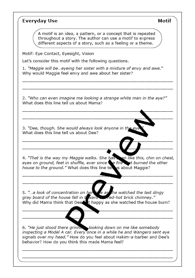 Alice Walker "Everyday Use" worksheets | Made By Teachers